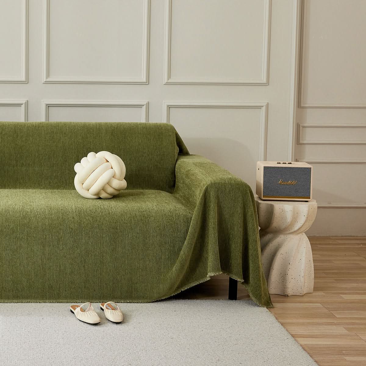 Pet Proof Couch Cover Herringbone Green SPARK PAWS